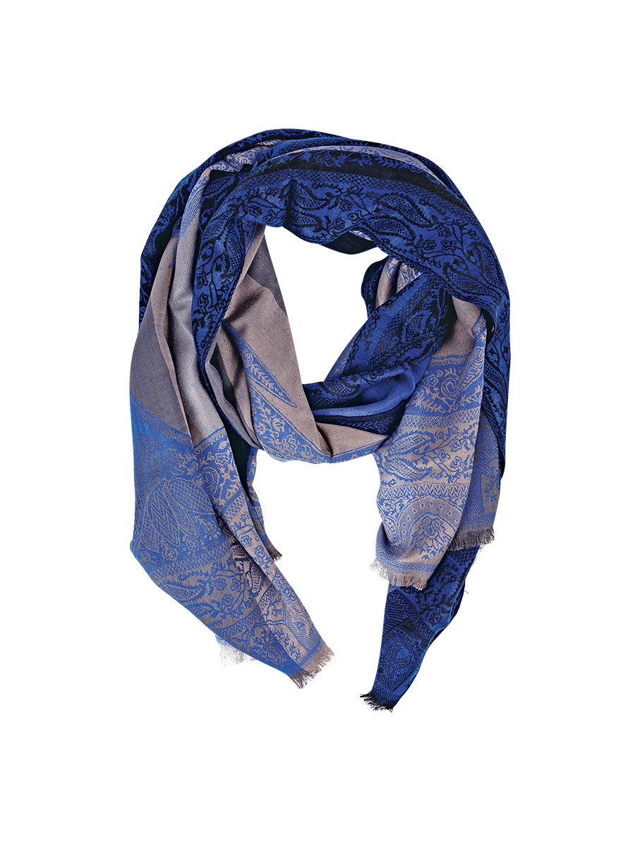 Goldline Jacquard-Schal Dark Blue - Leder Meißner